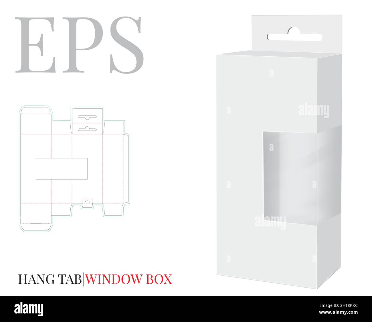Hang tab window box template. Vector with die cut, laser cut lines ...