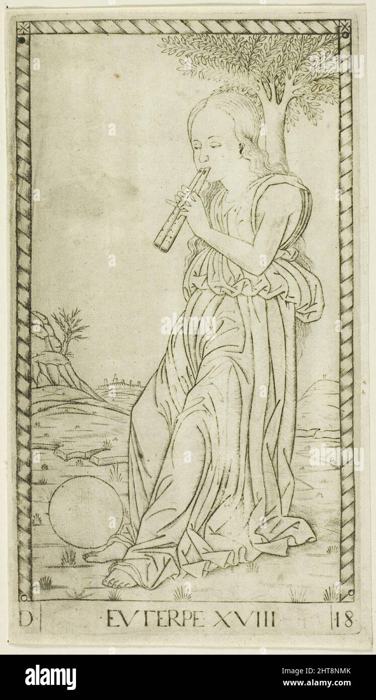 Euterpe, plate eighteen from Apollo and the Muses, c.1465 Stock Photo ...