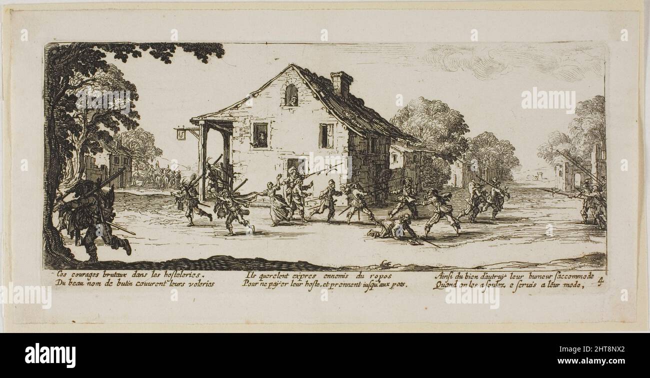 Scene of Pillage, plate four from The Large Miseries of War, n.d Stock ...