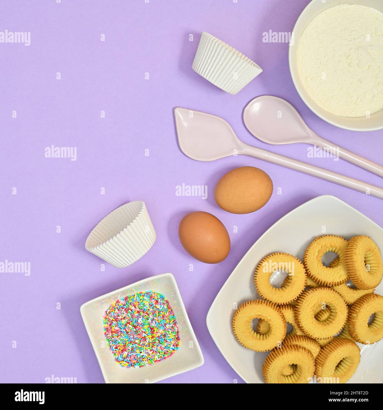 Creative copy space background with ingredients for baking cookies on ...