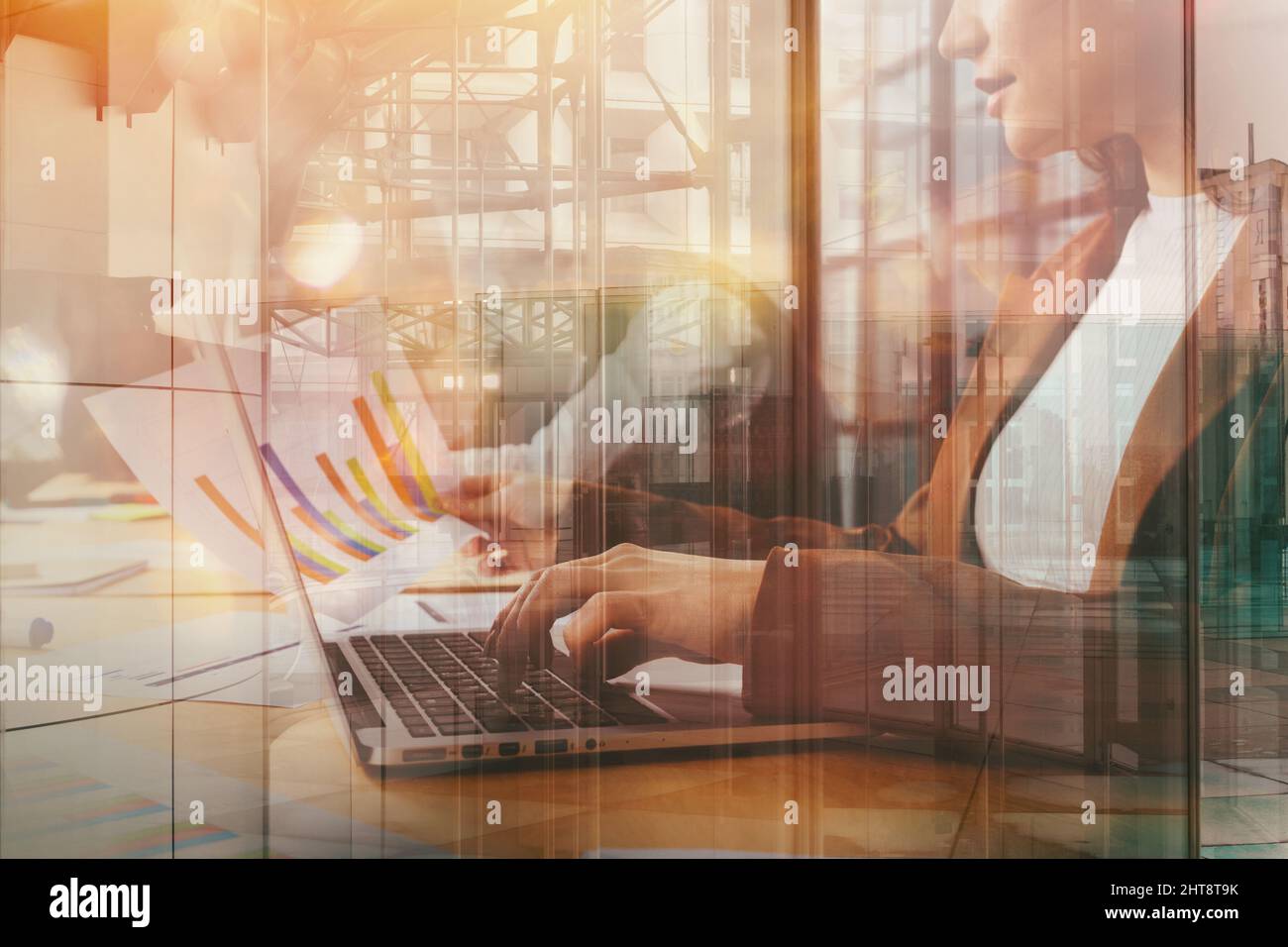 Group of business people have a meeting about company stats Stock Photo ...