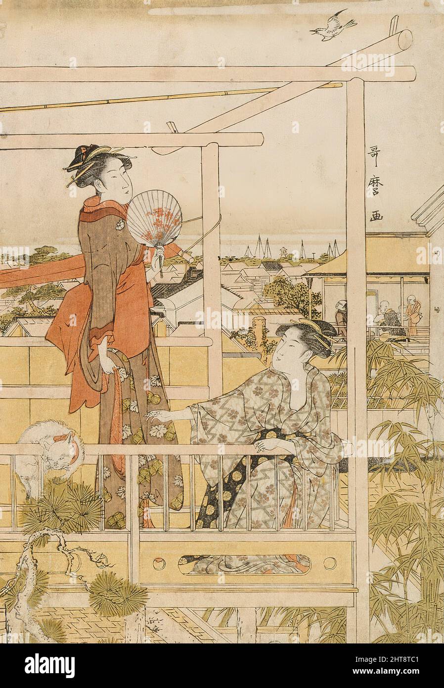 Drying Clothes (Monohoshi), Japan, c. 1790. Detail from a larger ...