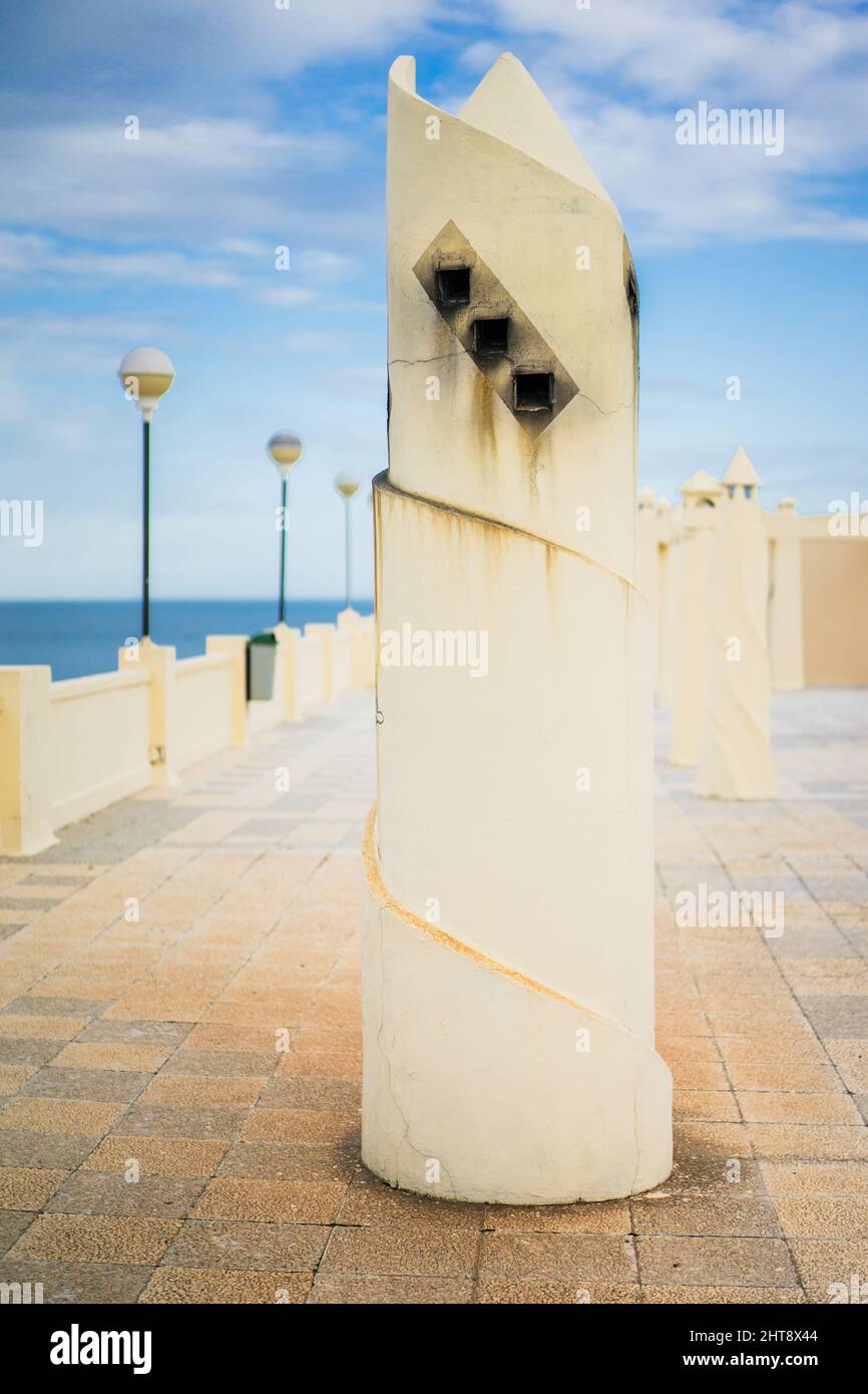 Terrace with light poles on the seashore in Torremolinos, Spain Stock ...