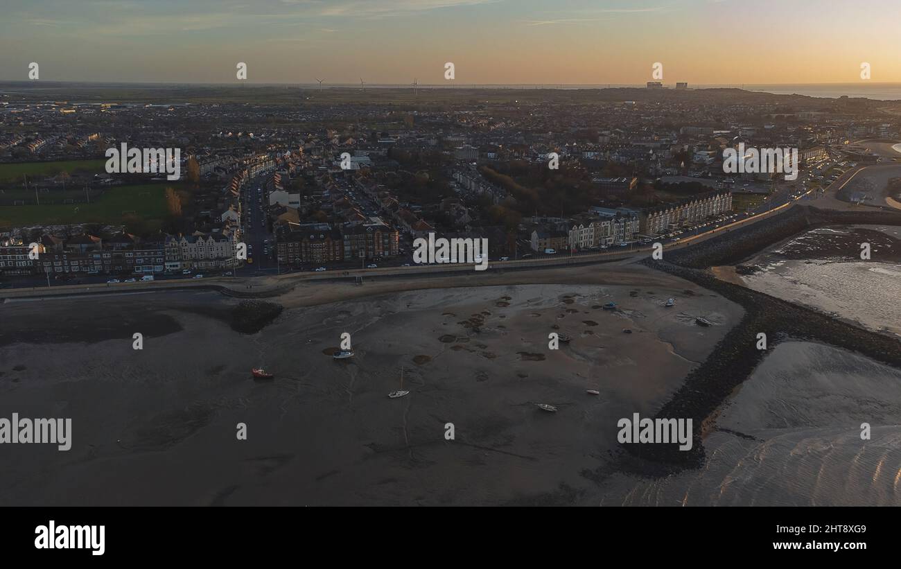An aerial view of the seafront at Morecambe in Lancashire, UK Stock ...