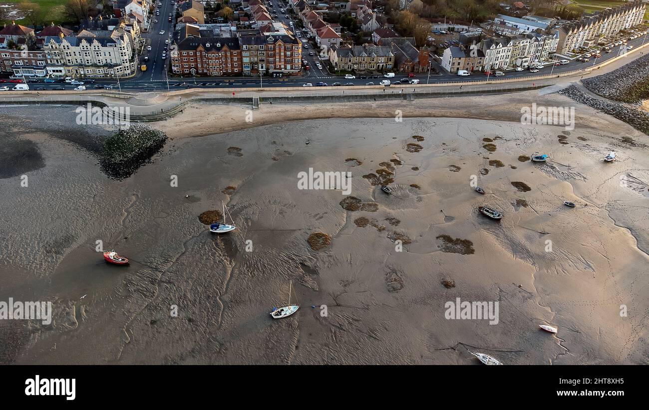 An aerial view of the seafront at Morecambe in Lancashire, UK Stock ...