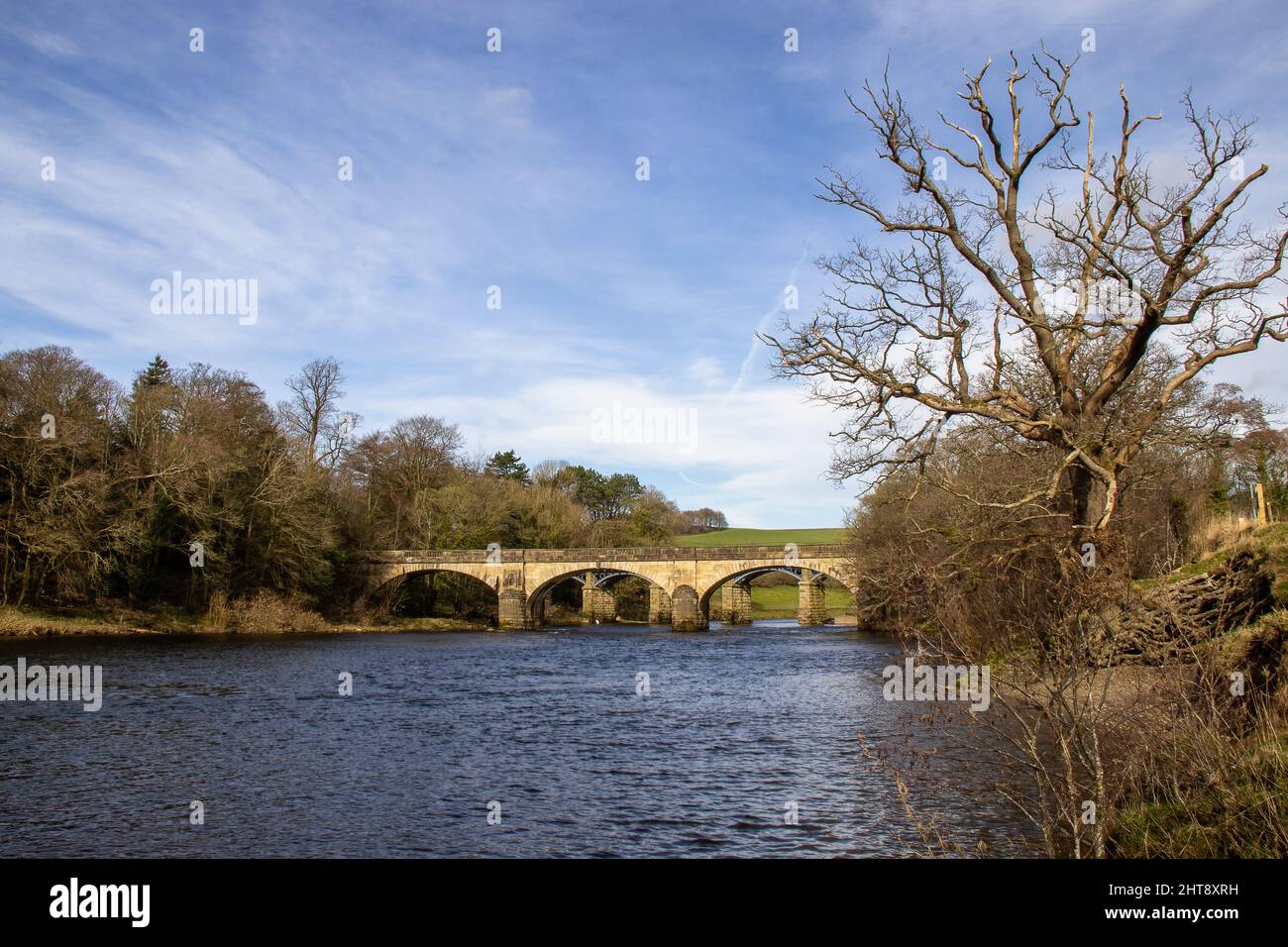 A bridge spanning the River Lune at Crook O Lune in Lancashire, UK ...