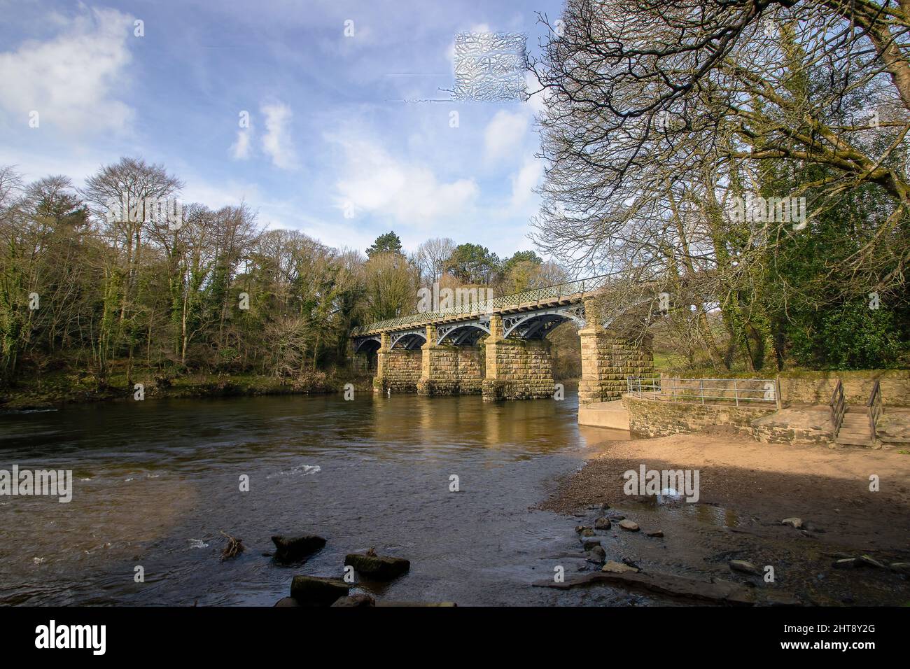 A bridge spanning the River Lune at Crook O Lune in Lancashire, UK ...