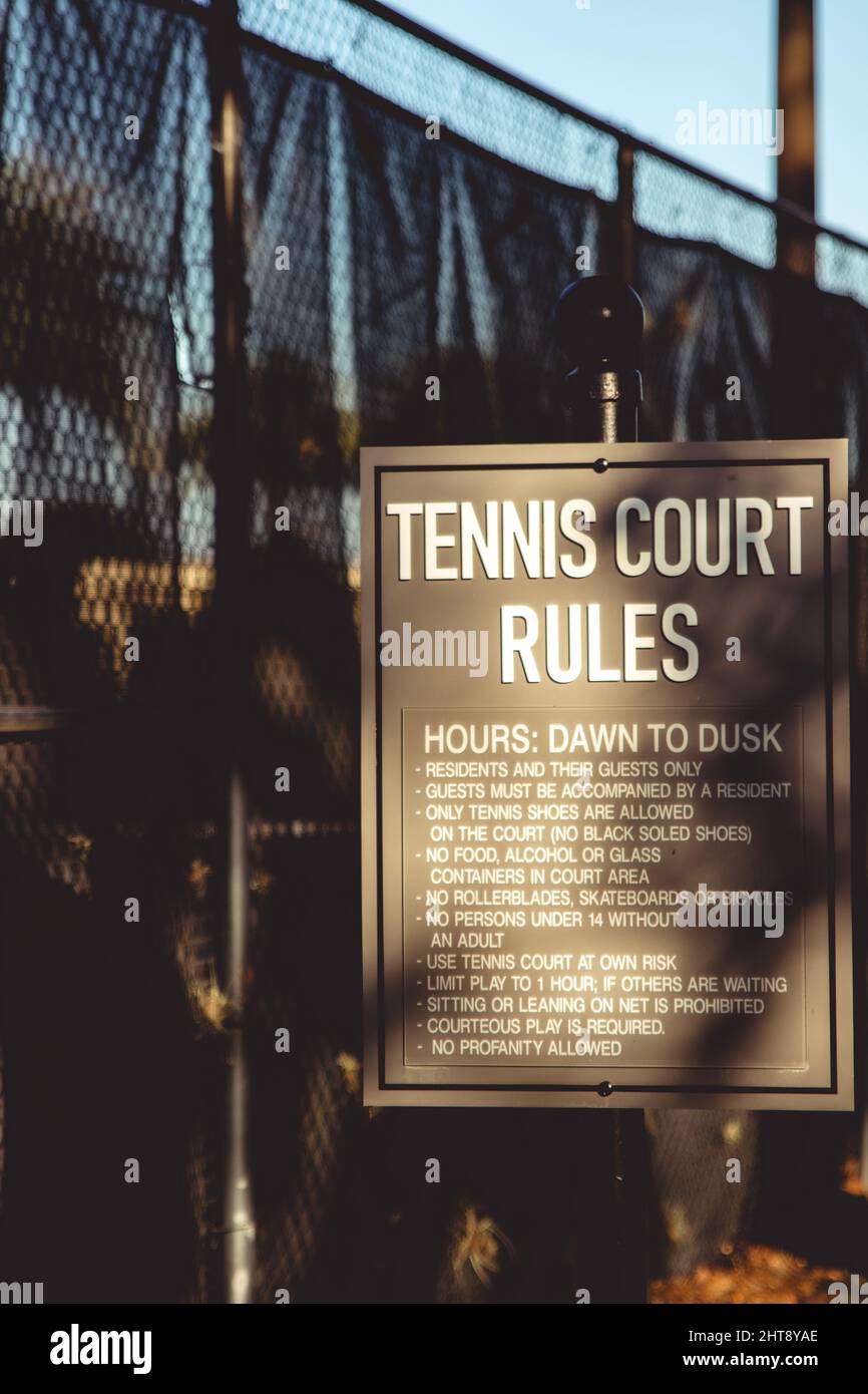 Sign tennis rules tennis court hi-res stock photography and images - Alamy
