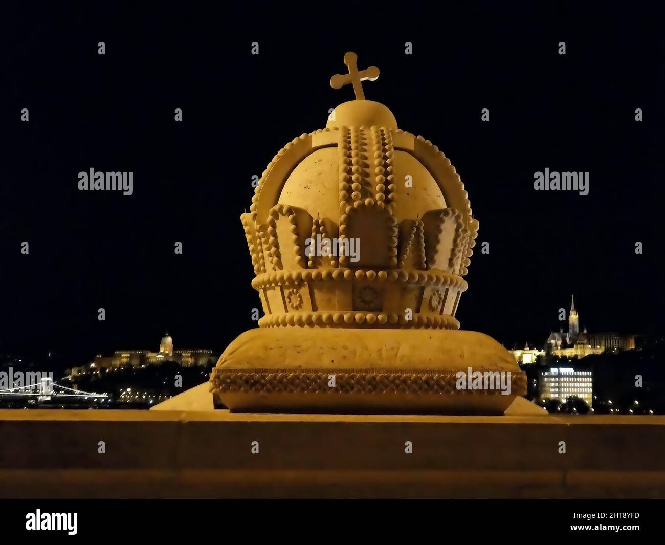 Closeup shot of sculpture of the Saint Stephen Holy Crown of Hungary on ...