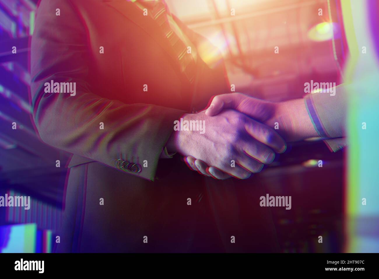 Handshaking of business person in office as teamwork and partnership ...