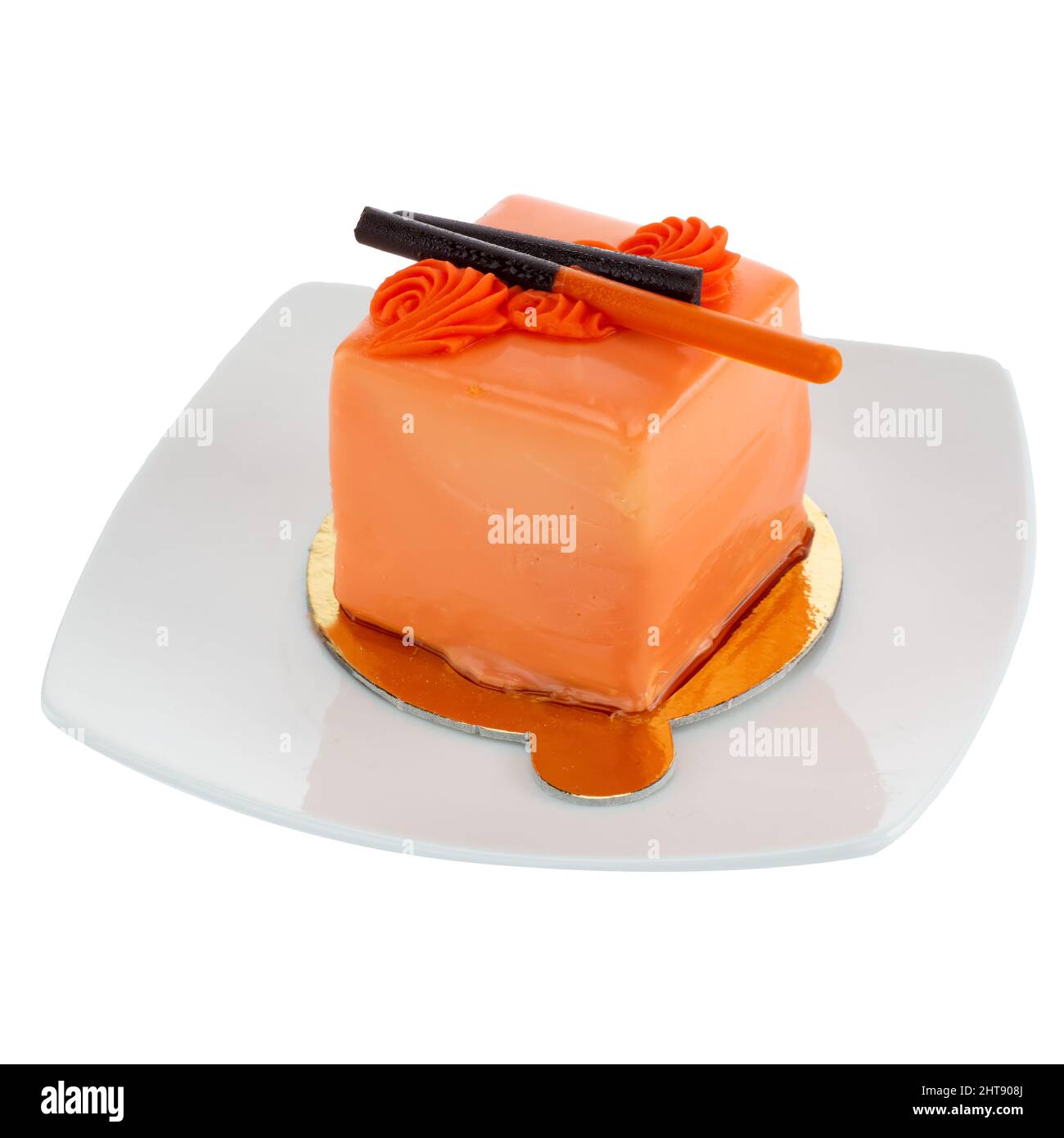 Cubic cake on a white background Stock Photo - Alamy