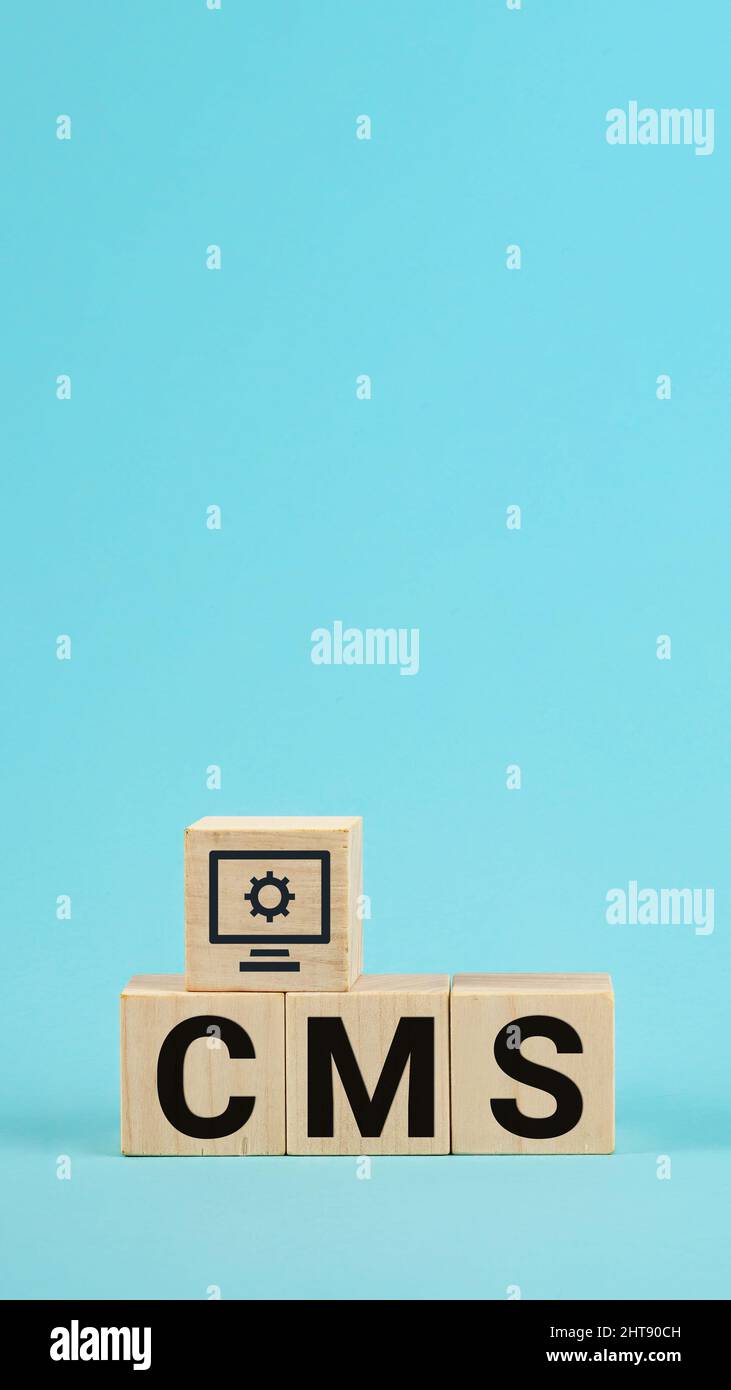 CMS acronym on woodblock cubes blue background, Frequently asked Stock ...