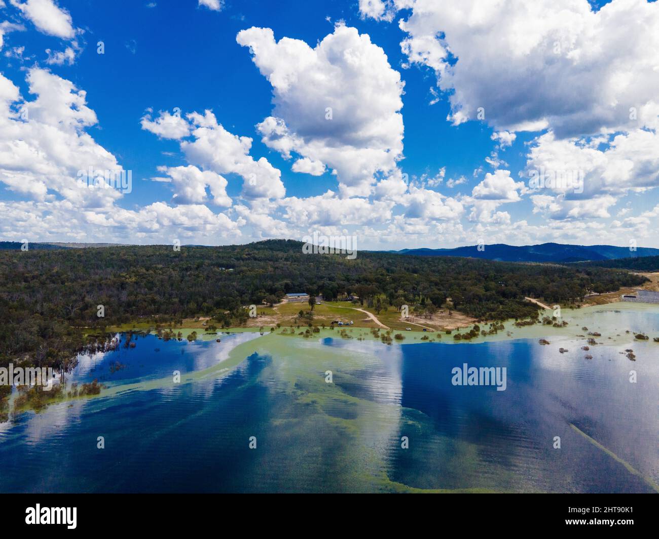 View at Copeton Dam Waters with the small lake and beautiful blue sky ...