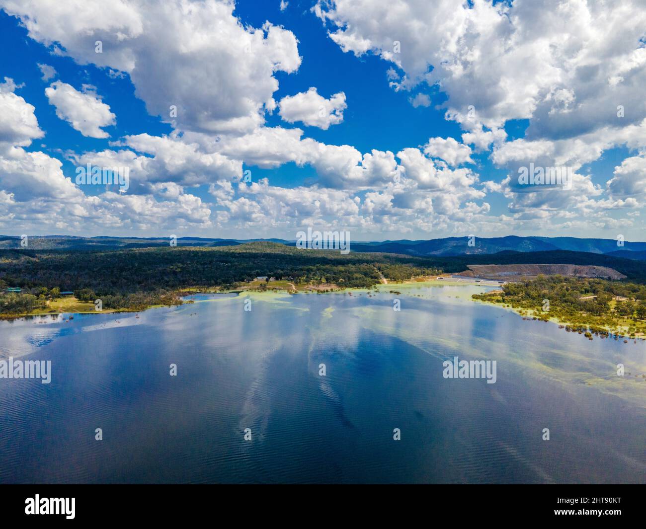 View at Copeton Dam Waters with the small lake and beautiful blue sky ...