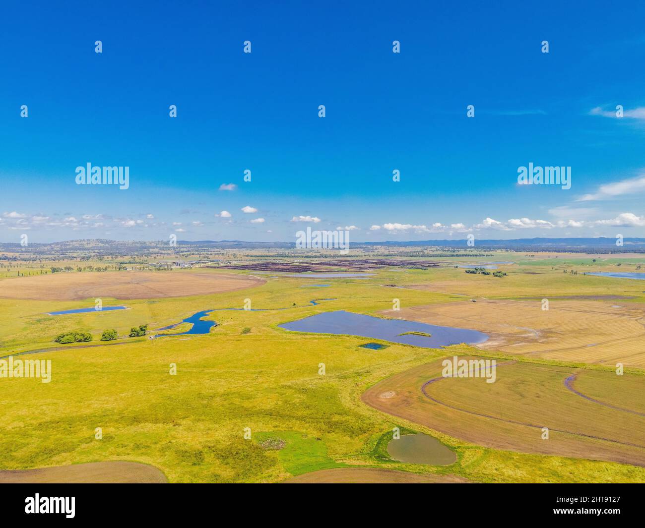 View at Rangers Valley Cattle Station in Australia with the green field ...