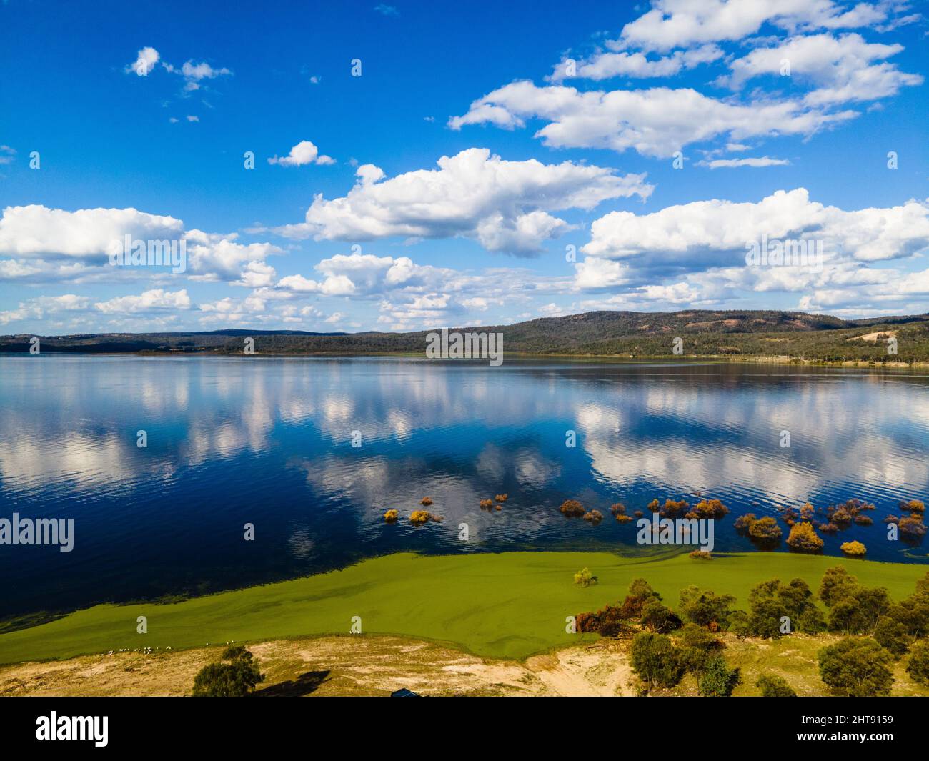 View at Copeton Dam Waters with the small lake and beautiful blue sky ...