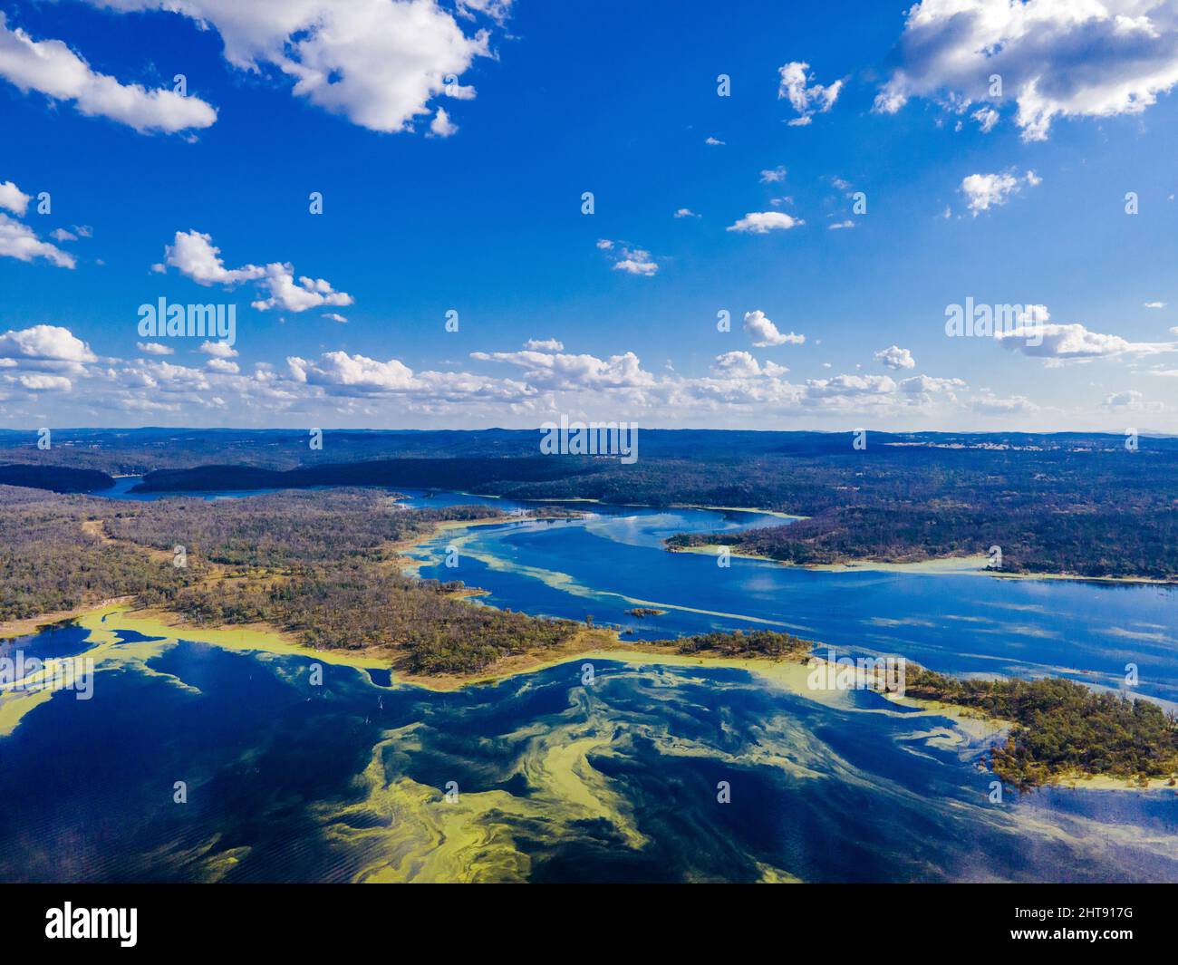 View at Copeton Dam Waters with the small lake and beautiful blue sky ...