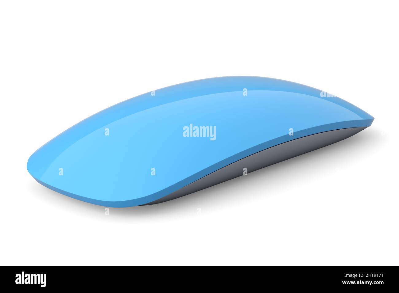 Realistic blue wireless computer mouse with touch isolated on white ...