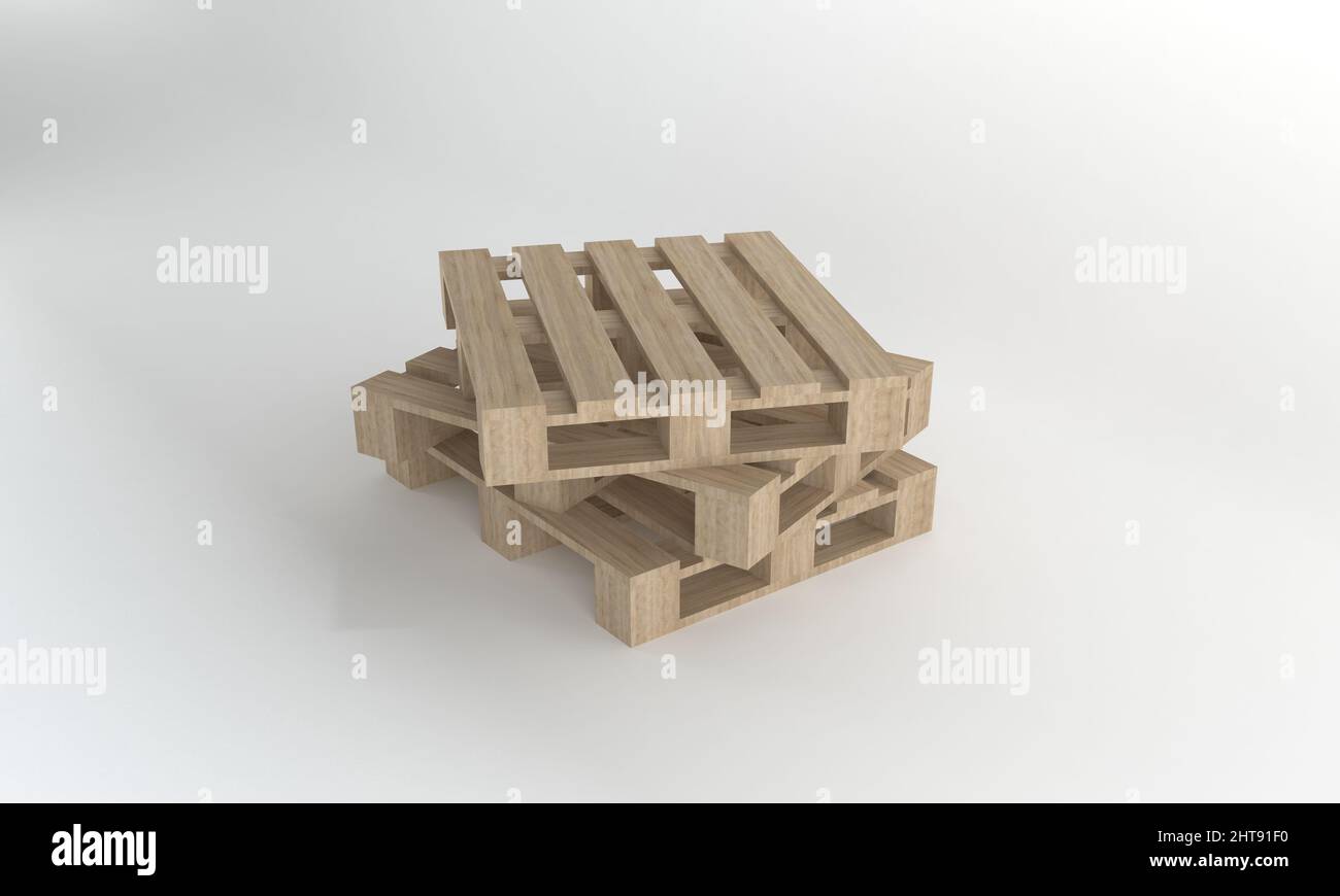Closeup shot of wooden palettes on a white background Stock Photo - Alamy
