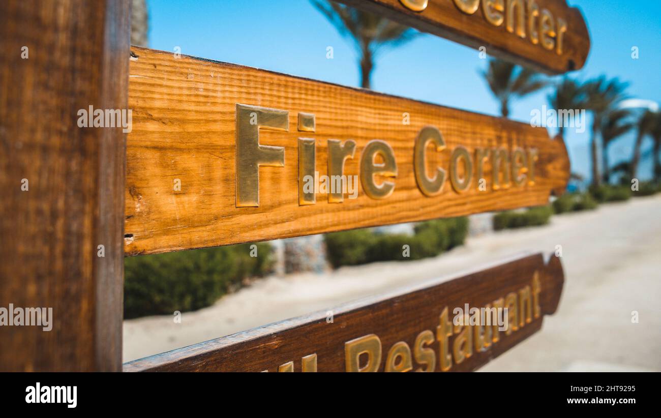 A closeup of the wooden direction signs on the beach Stock Photo - Alamy