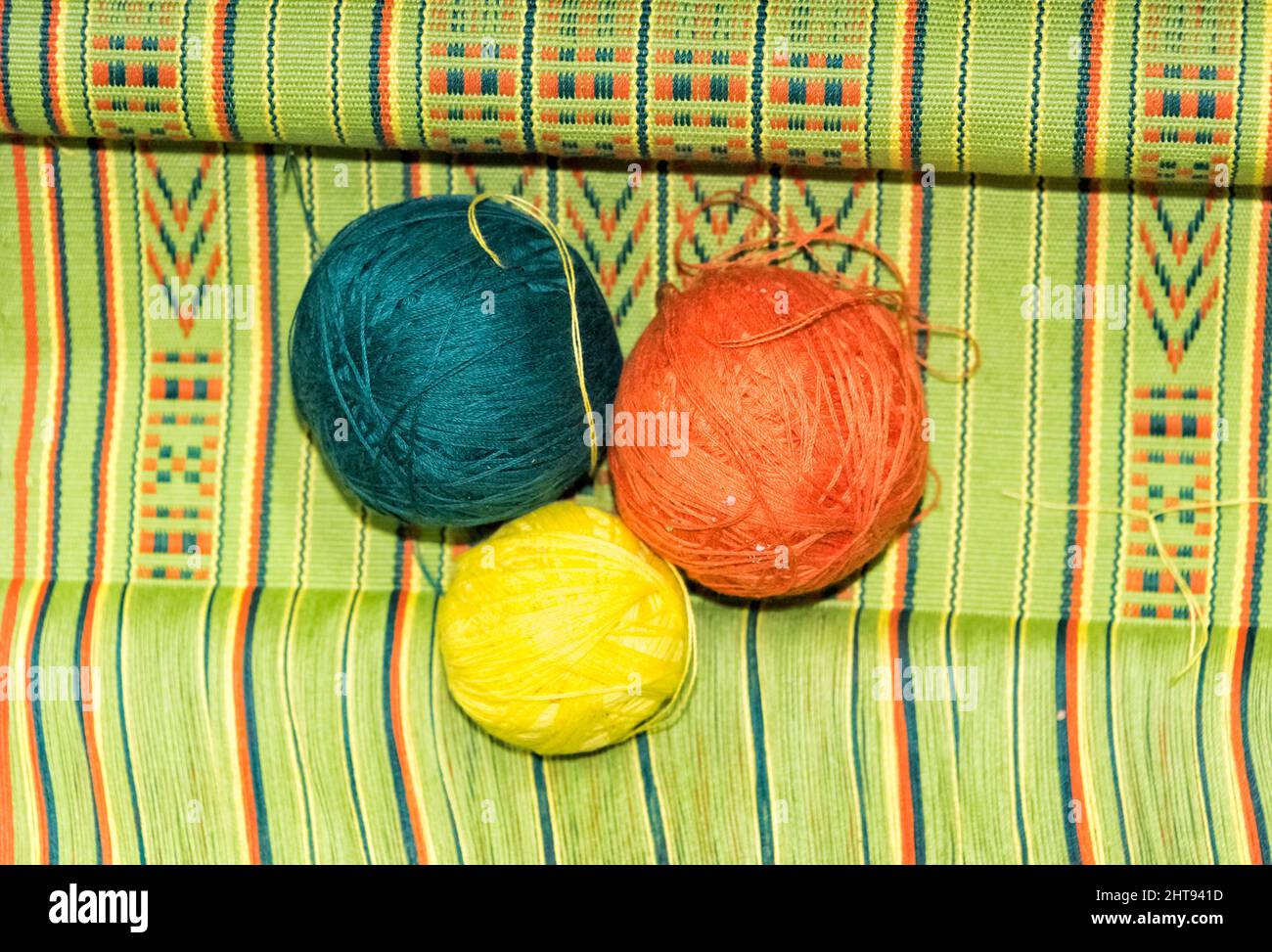 Yarn with textile piece, Gangtok, Sikkim, India Stock Photo - Alamy
