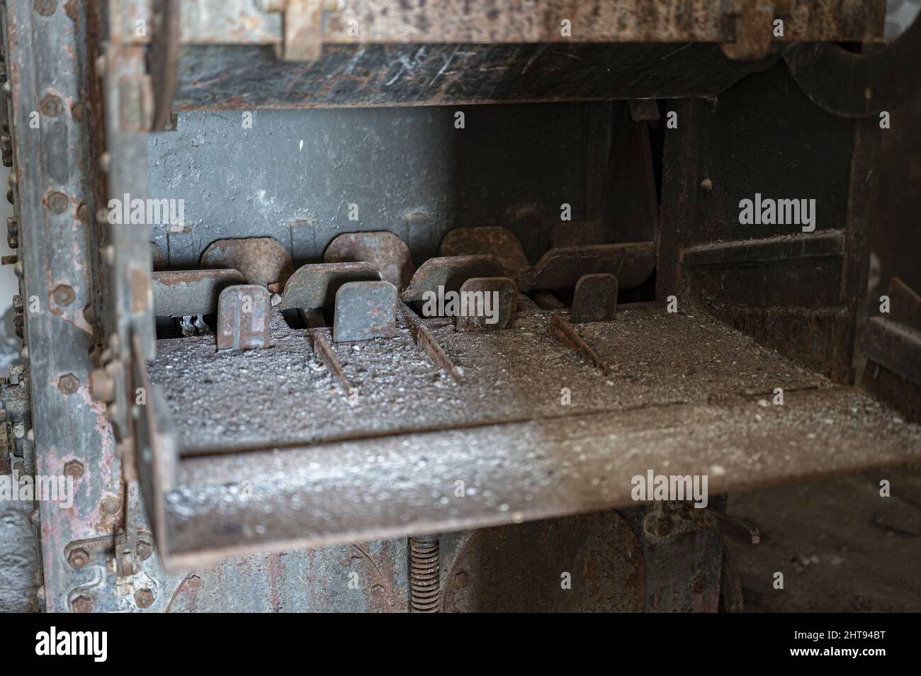Detail of a freight elevator, used in the war to raise the bullets of ...