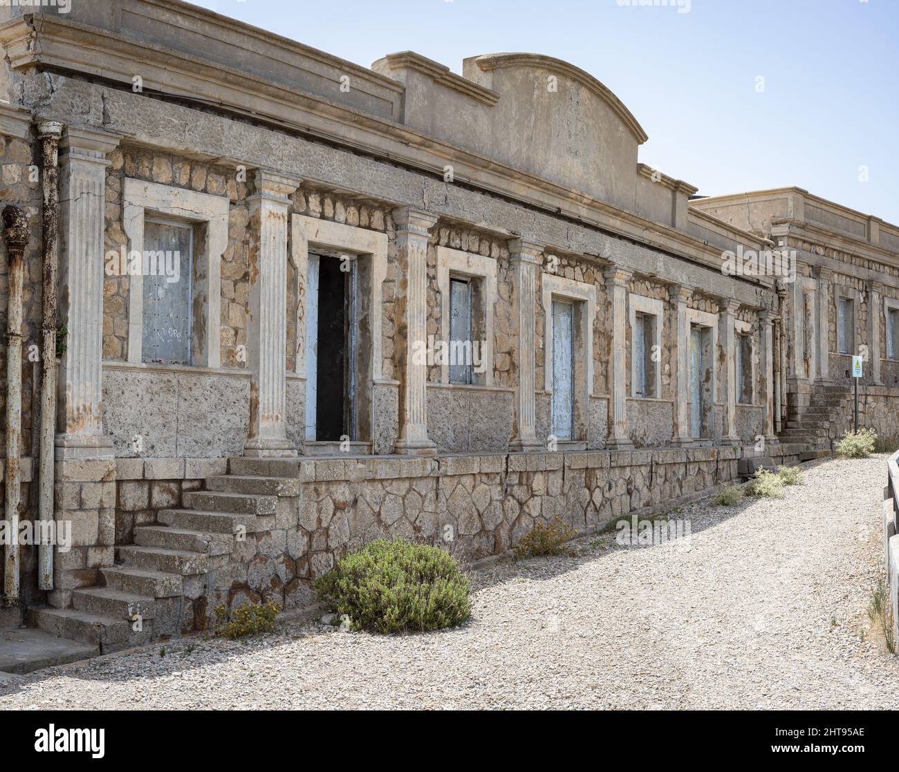 Old military buildings and coastal defense barracks from the 1930s ...