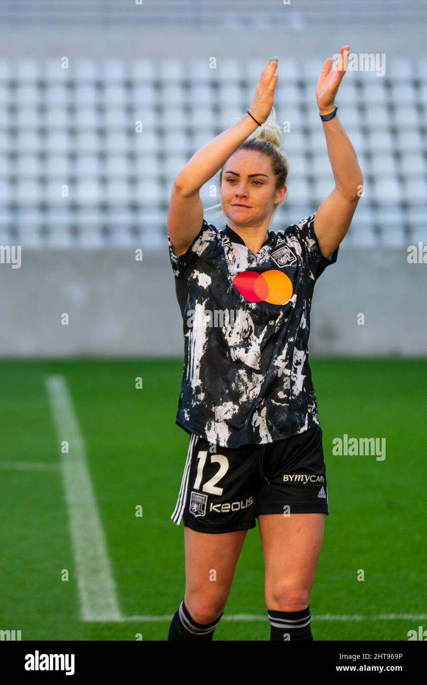 Ellie Carpenter of Olympique Lyonnais celebrates the victory after the ...