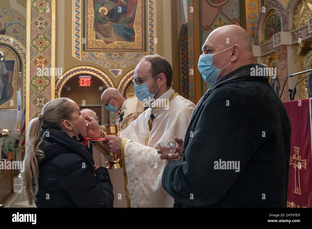 Communion in ukrainian catholic church hi-res stock photography and ...