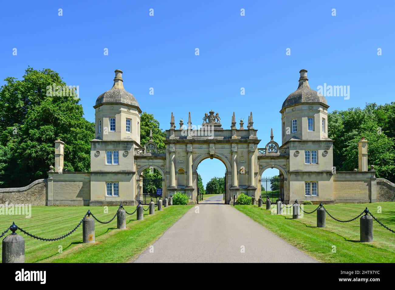 Entrance gate to 16th century Burghley House, Stamford, Lincolnshire ...