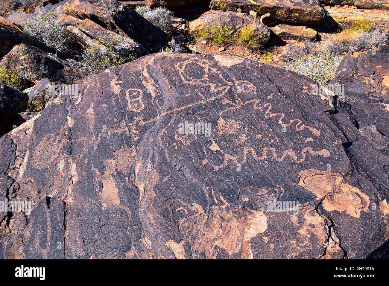 Petroglyphs Rock Paintings St George Utah on Land Hill from Ancestral ...