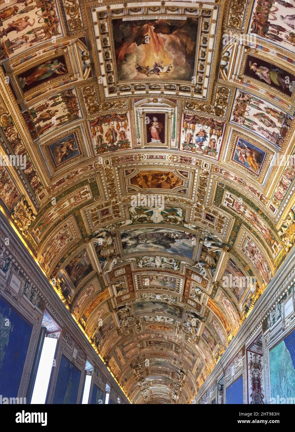 Vertical low angle shot of Vatican Museum Art ceiling in Rome, Italy ...