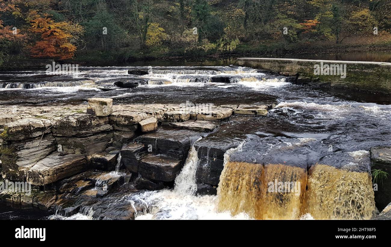 Beautiful view of Richmond falls in North Yorkshire, England Stock ...