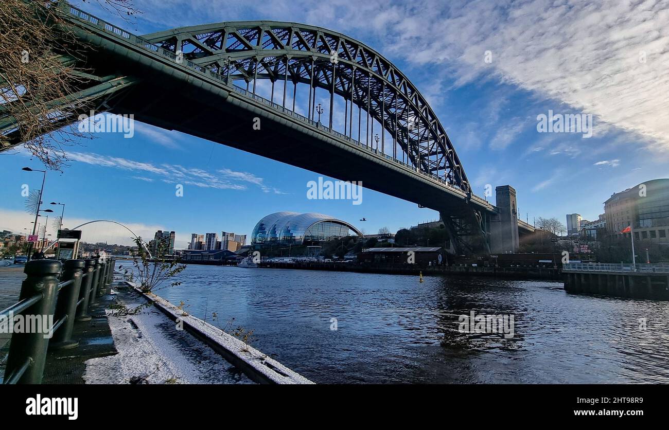 Beautiful view of Tyne bridge over the river in Newcastle upon Tyne ...