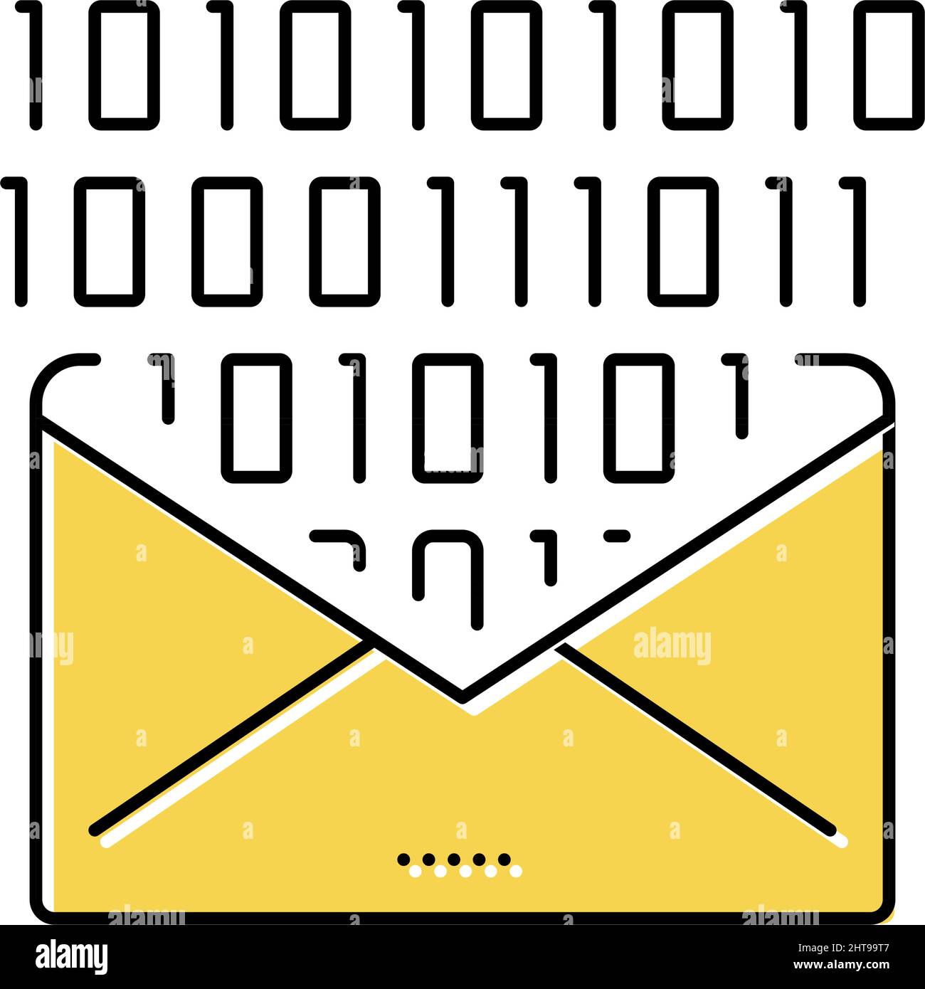 email message with binary code color icon vector illustration Stock ...