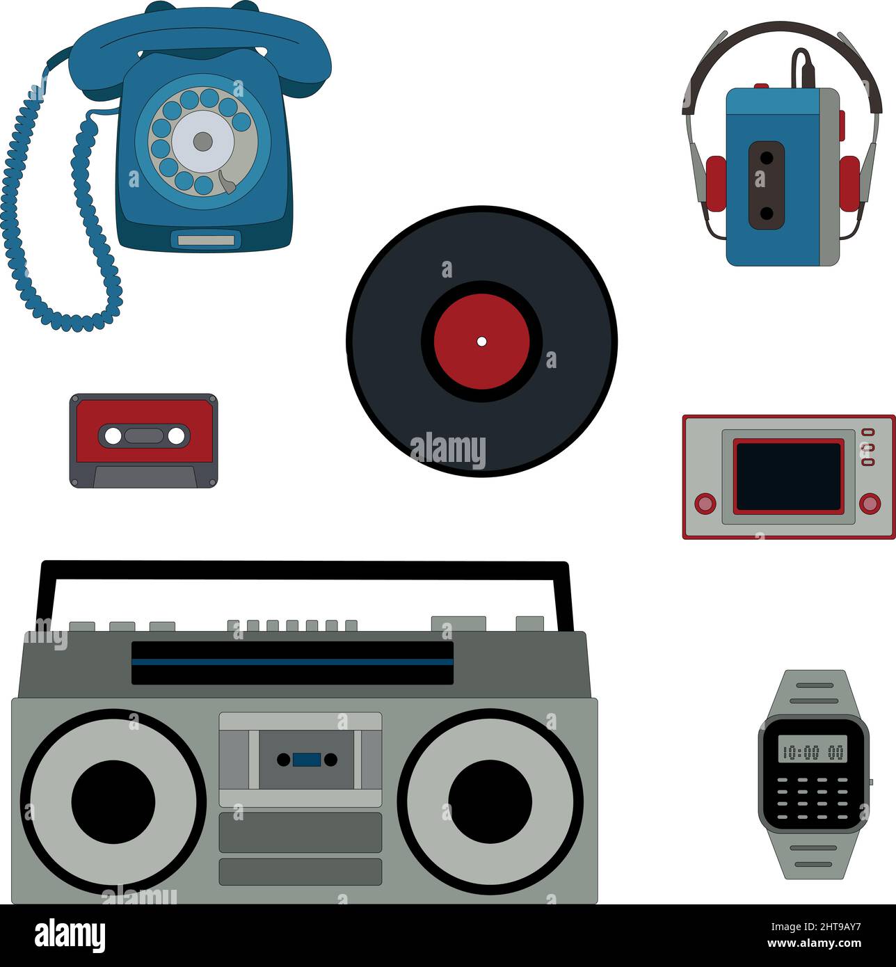 Electric retro objects from the eighties Stock Vector Images - Alamy