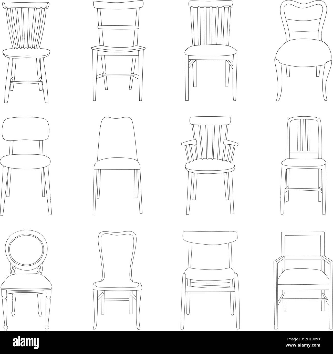 Set of hand drawn chairs Stock Vector Image & Art - Alamy