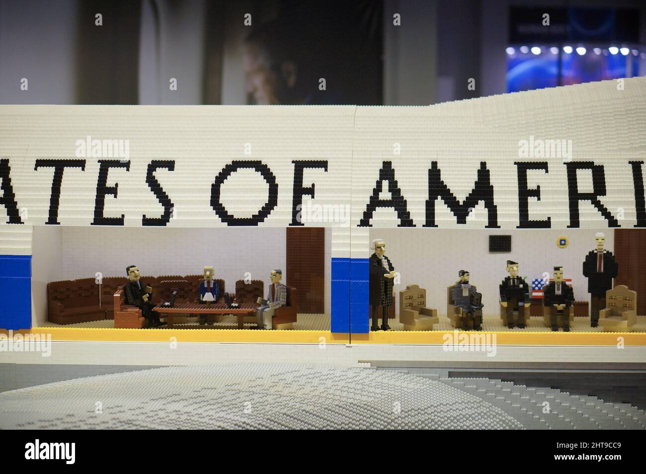 President plane made of bricks at a Lego exhibition in the Galeria ...