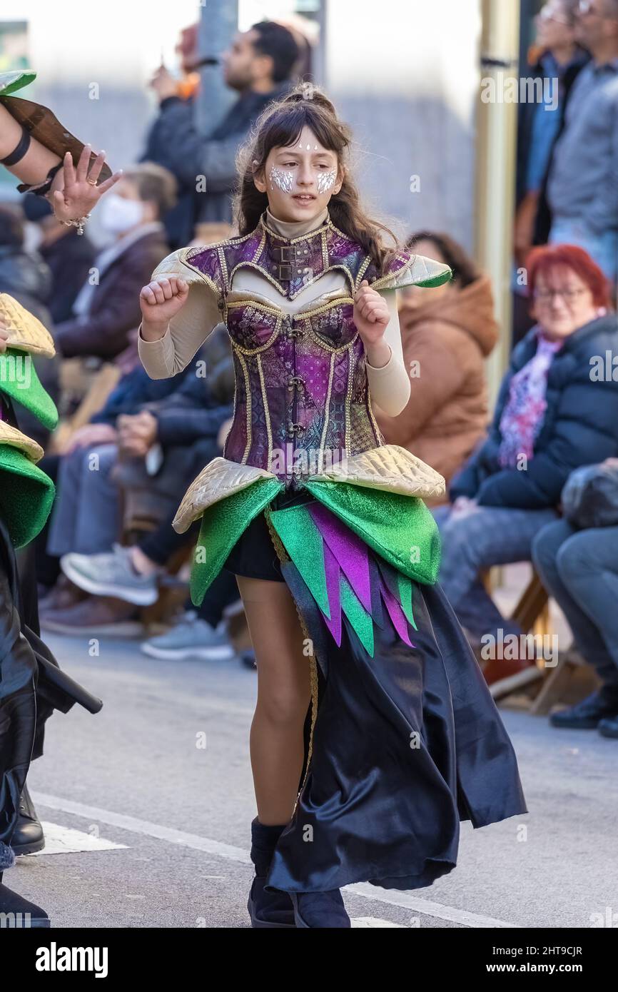 Traditional carnival in a Spanish town Palamos in Catalonia. Many ...