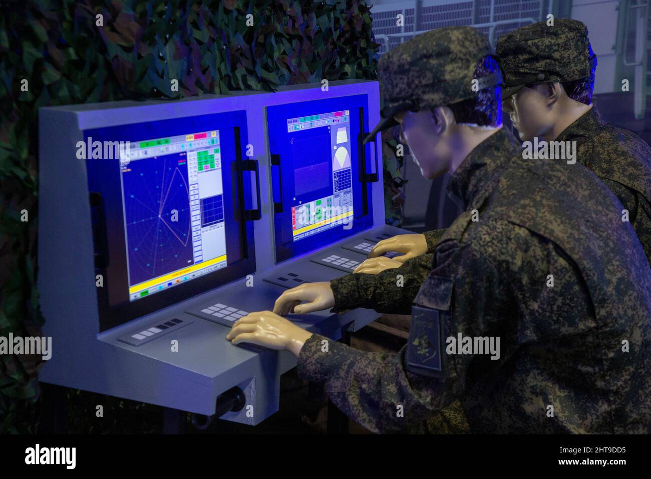 Moscow, Russia. 26th of February, 2022 Mobile simulator Russian Pantsir ...