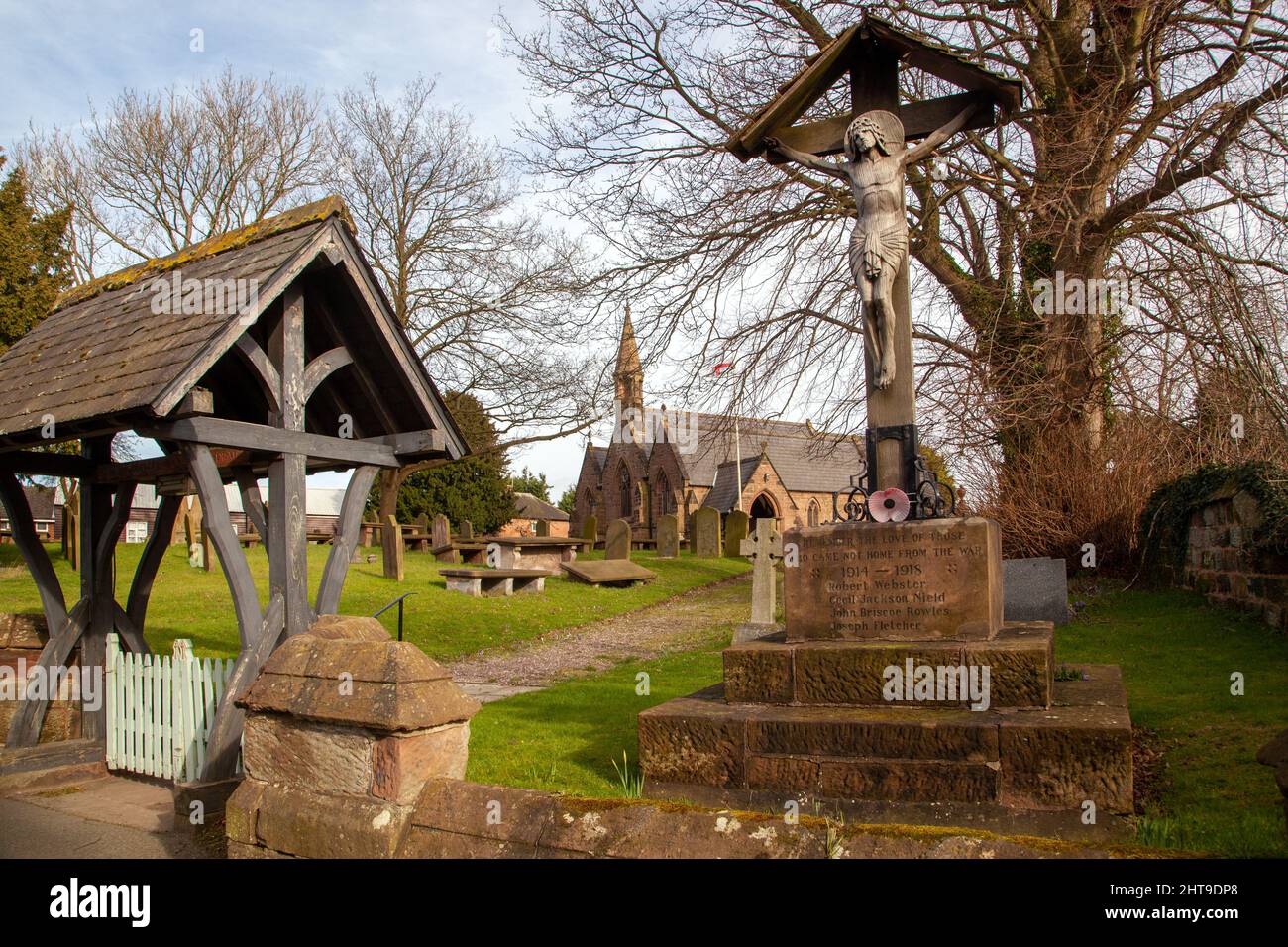 The parish church of St Johns in the Cheshire village of Alvanley ...