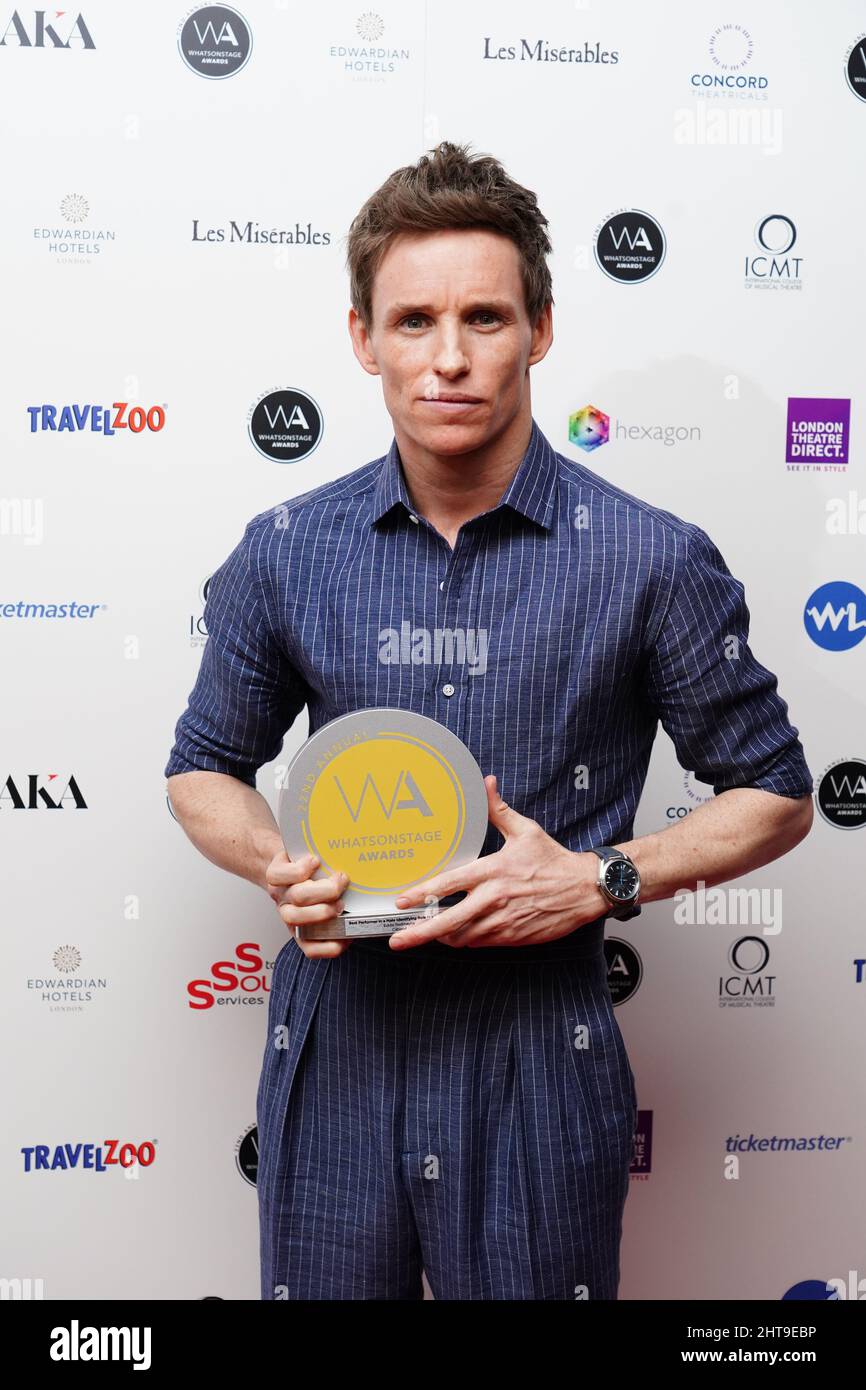 Eddie Redmayne with the award for Best Performer in a Male Identifying ...