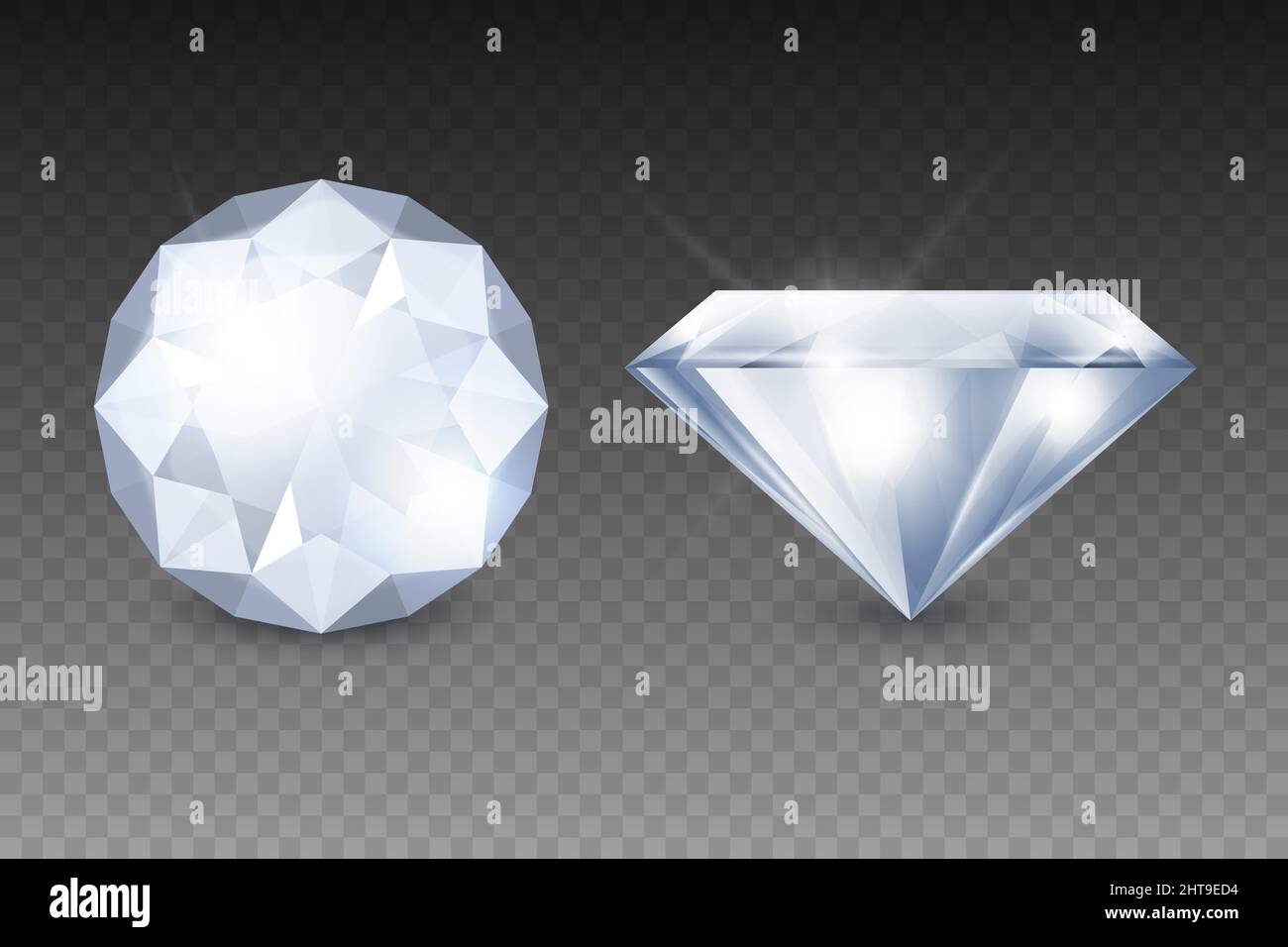 Vector 3d Realistic White Transparent Gemstone, Diamond, Crystal ...