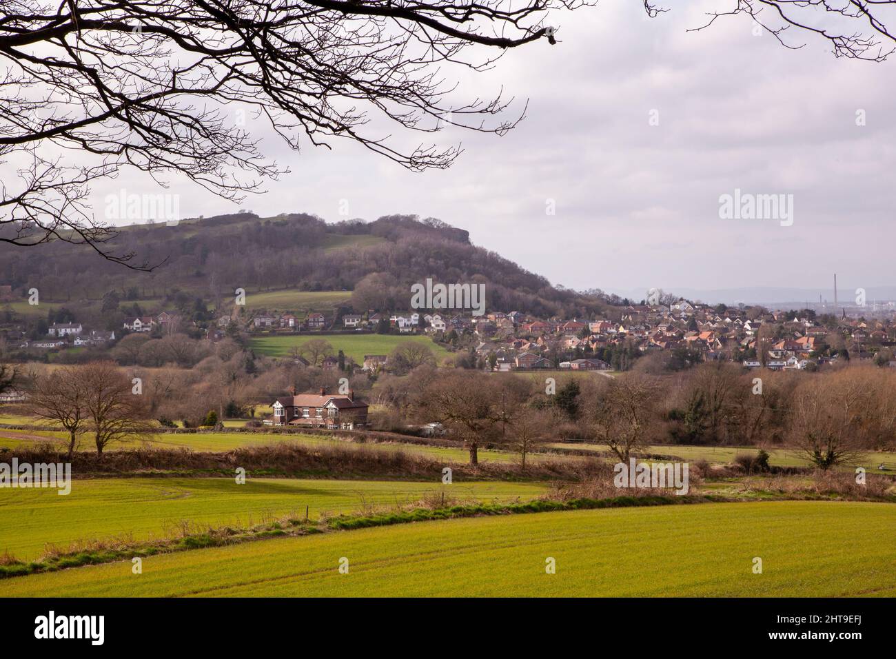 Helsby Hill Cheshire England seen from across Cheshire farmland Stock ...
