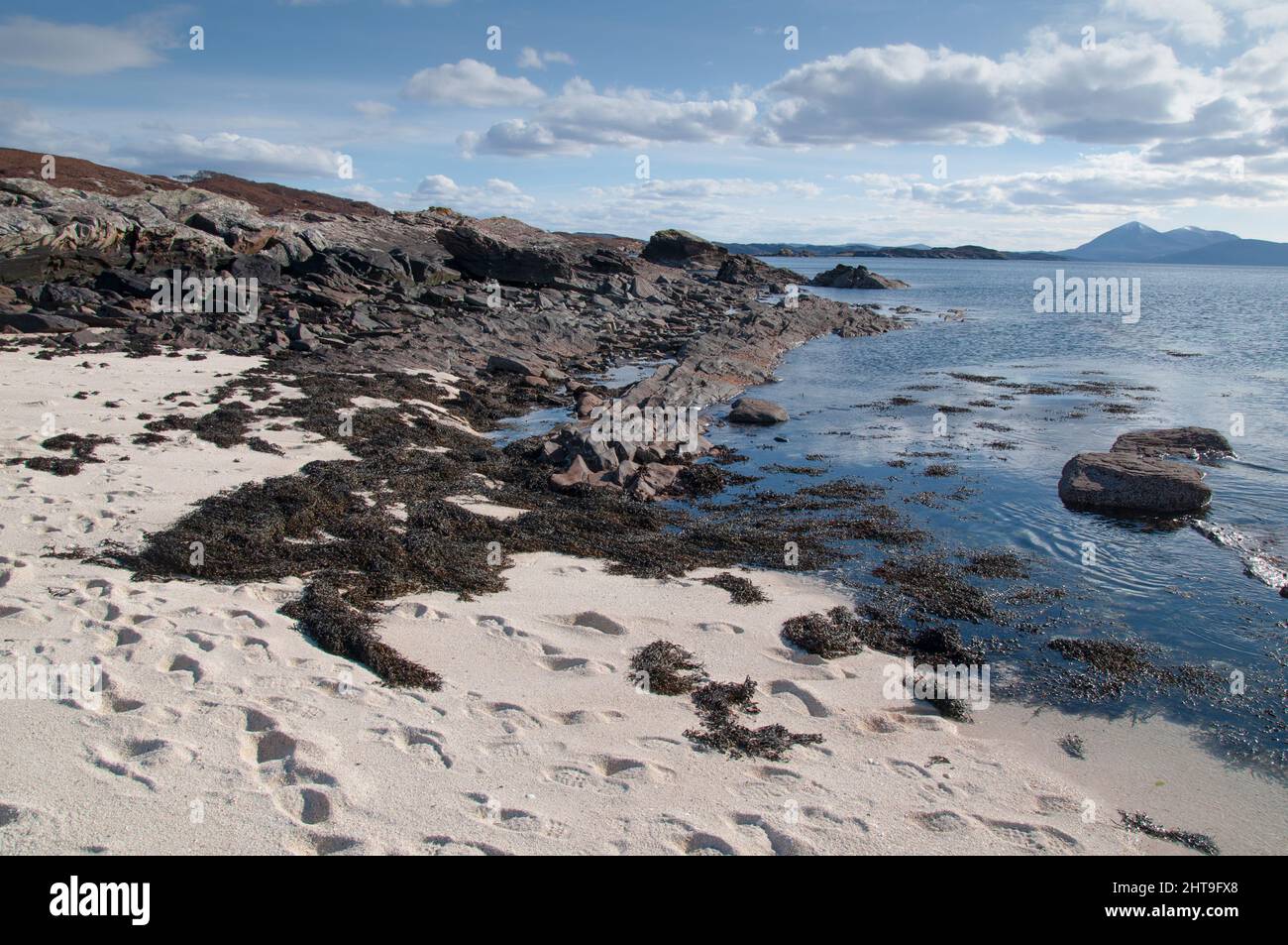 Coral beach near Toscaig on the Applecross Peninsula, Wester Ross ...
