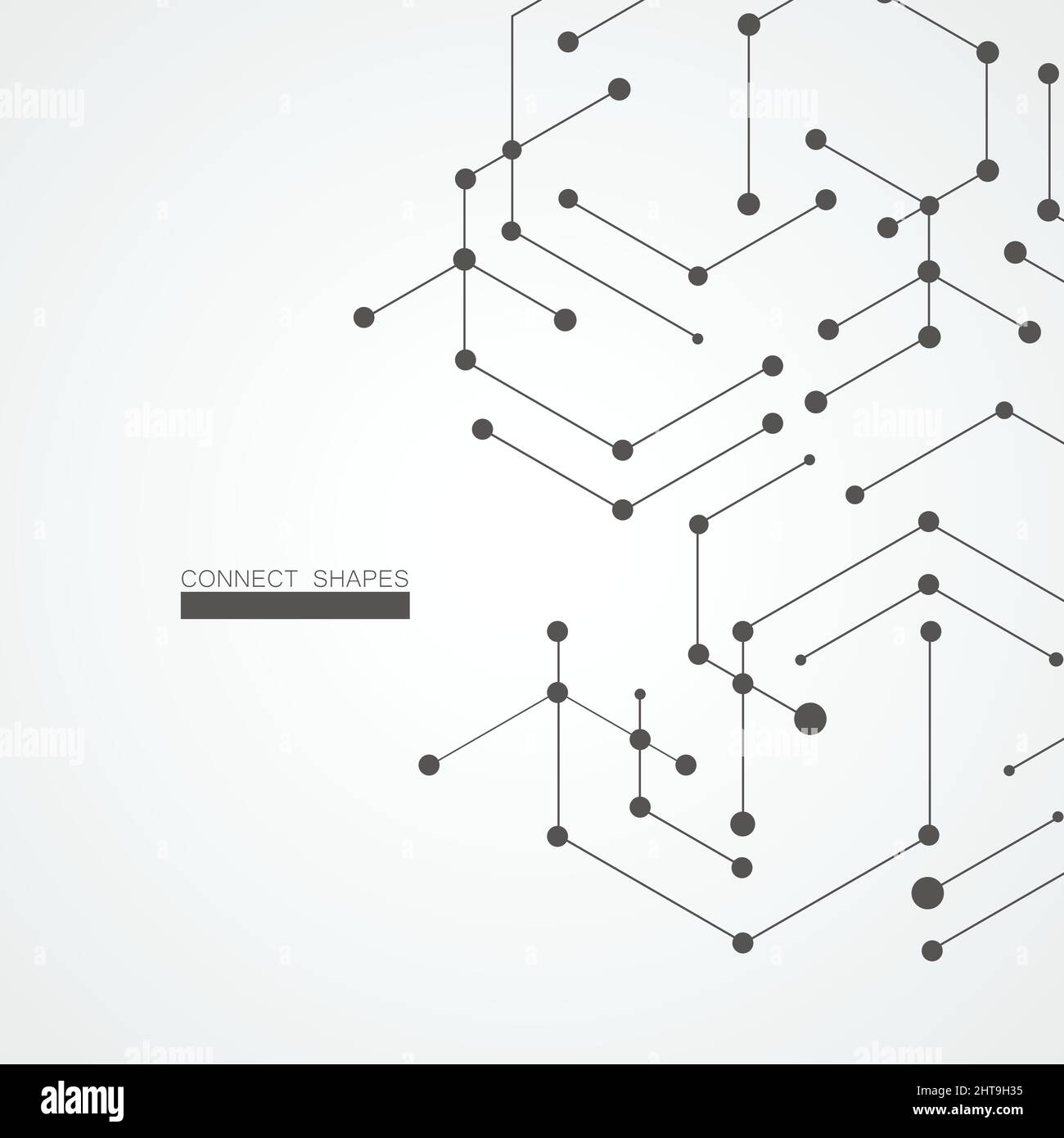 Hexagonal structure molecule design with connected dots and line Stock ...