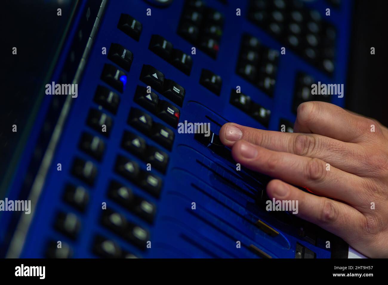 Close up of electronic equipment used to control and record the visuals ...
