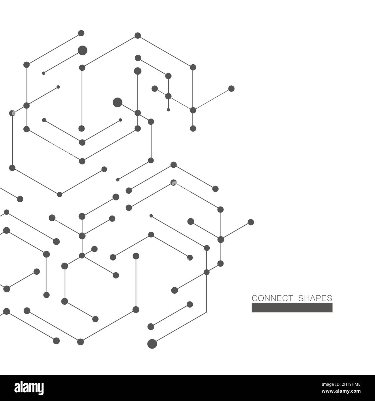 Hexagonal structure molecule design with connected dots and line Stock Vector Image & Art - Alamy