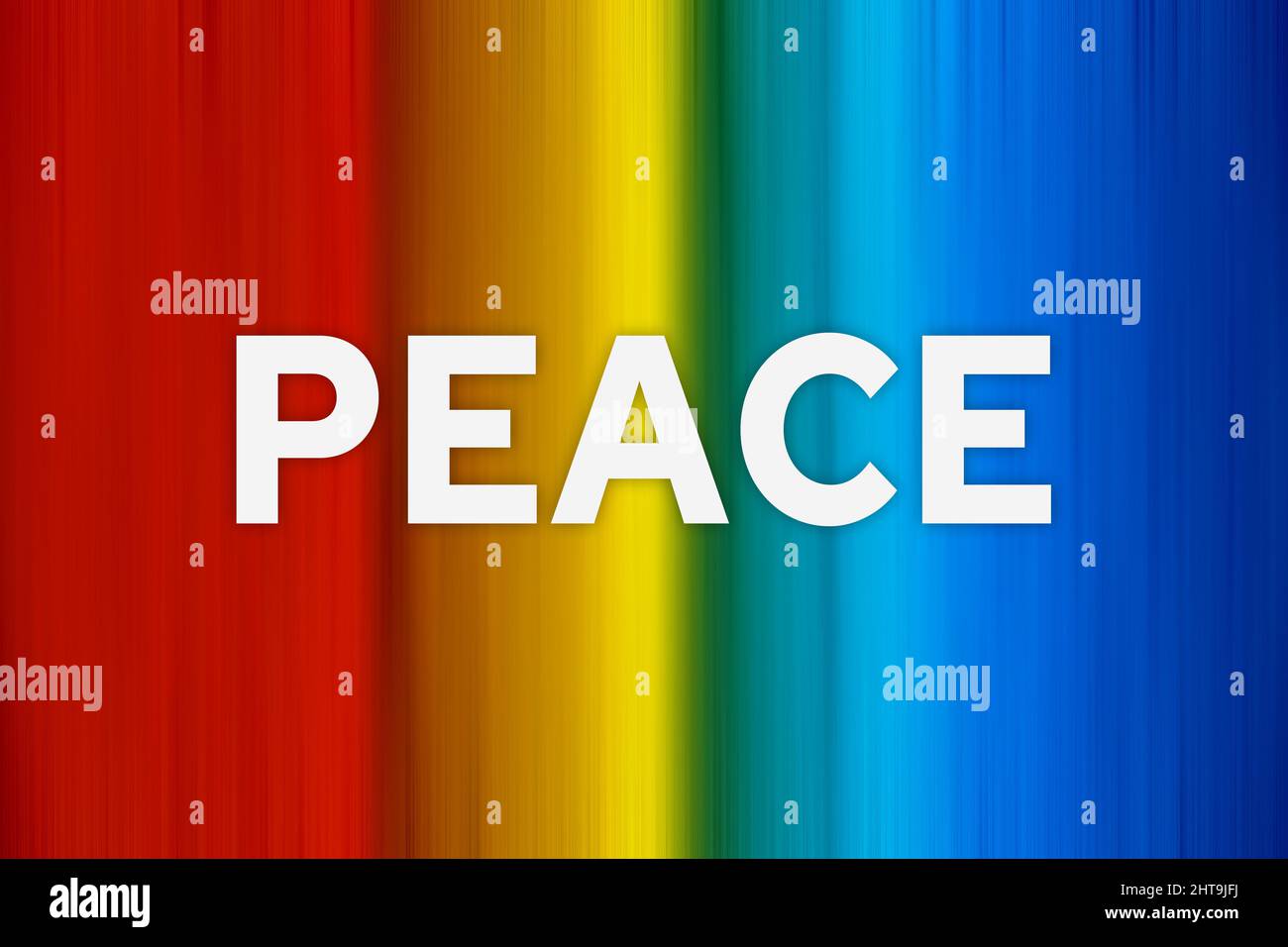 Peace background. White Peace word on rainbow colors background Stock ...