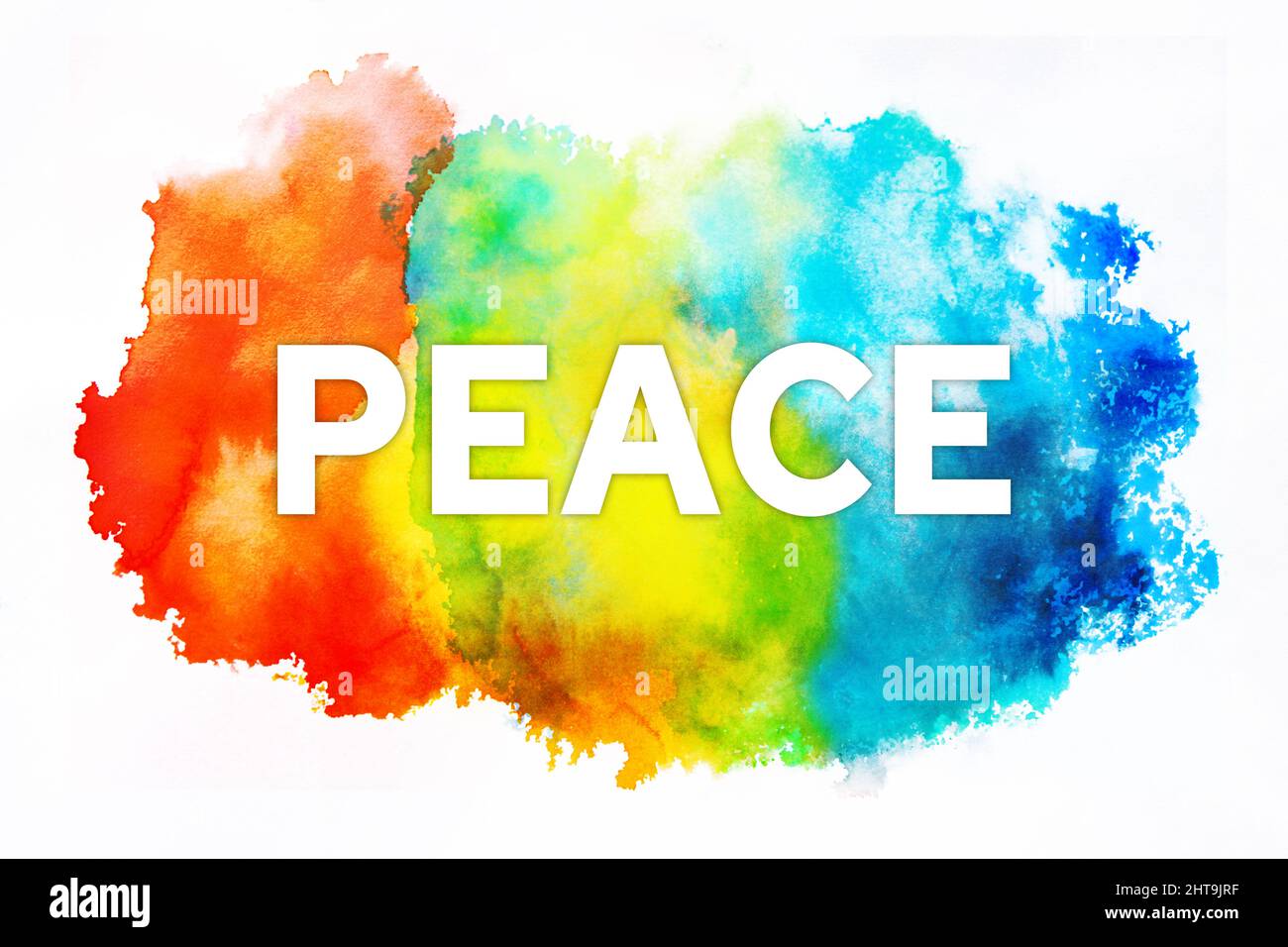 eace background. White Peace word on rainbow colors watercolor ...